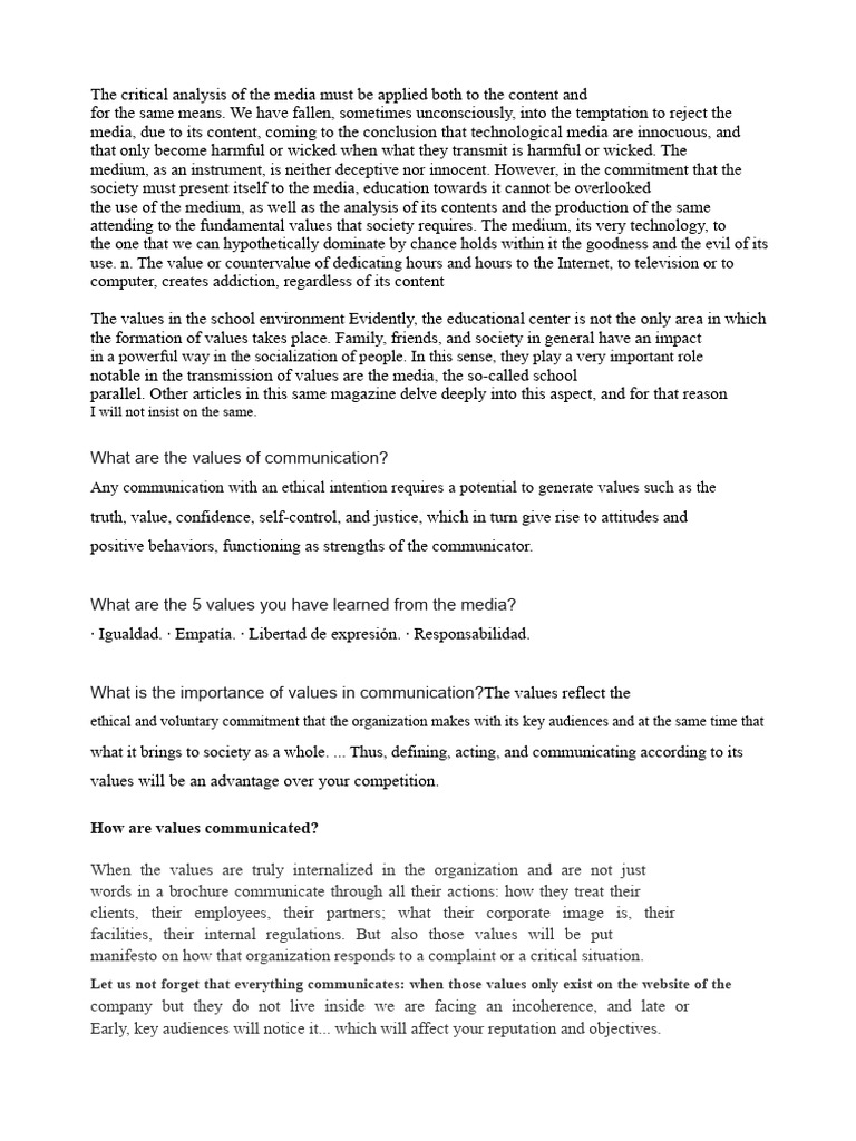 Values and Means of Communication | PDF | Value (Ethics) | Attitude ...