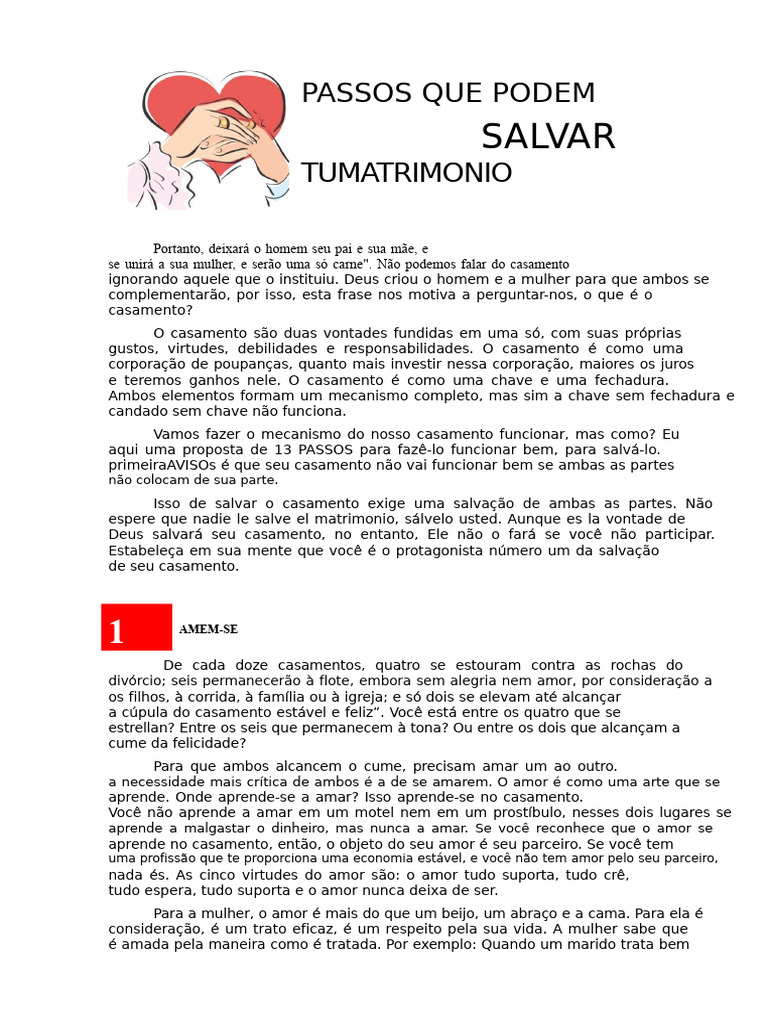 13 Passos para Salvar seu Casamento | PDF | Amor | Liberdade