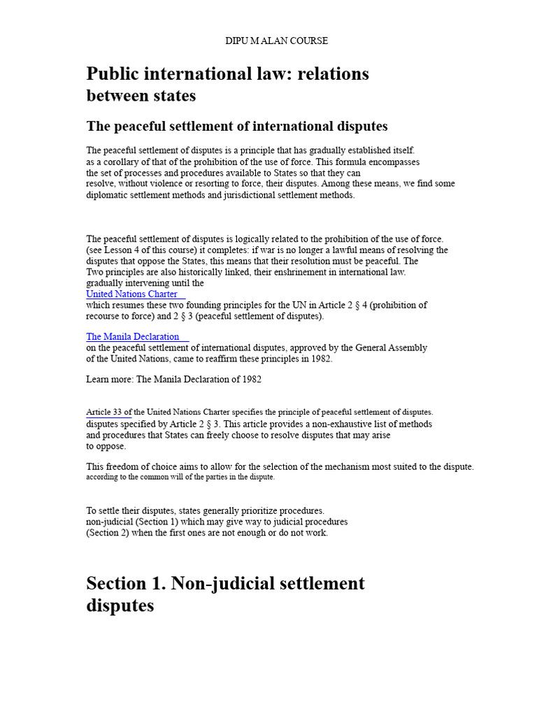 Lesson 5 The Peaceful Settlement of International Disputes-1 | PDF ...