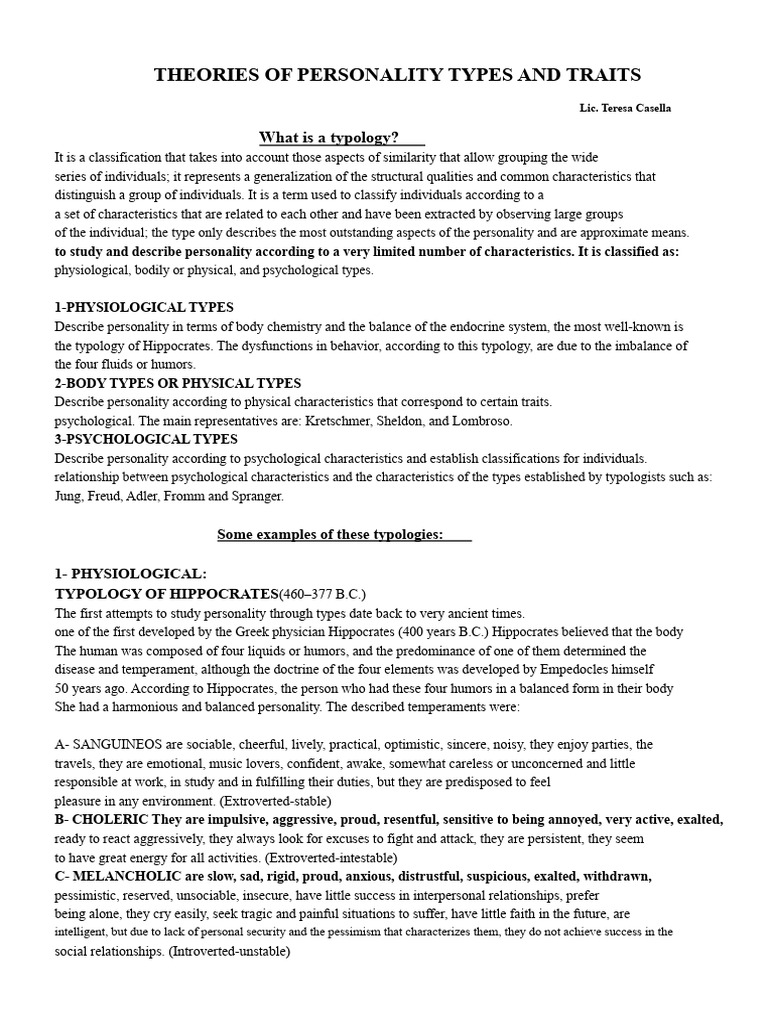 3-Theories of Personality Types and Traits | PDF | Extraversion And ...