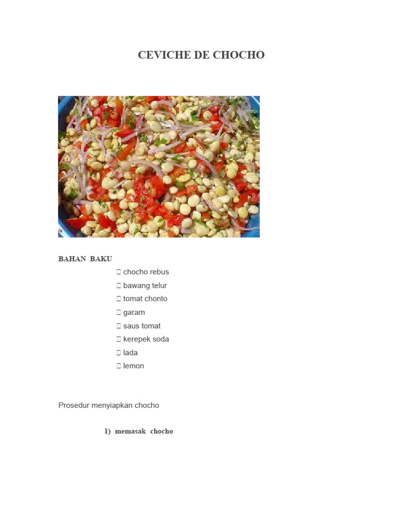 Resep Ceviche Chocho Lezat dan Segar | PDF