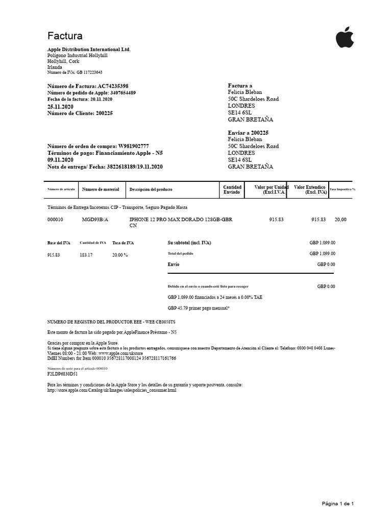 Factura Felicia | PDF | Teléfonos móviles | Yo telefono