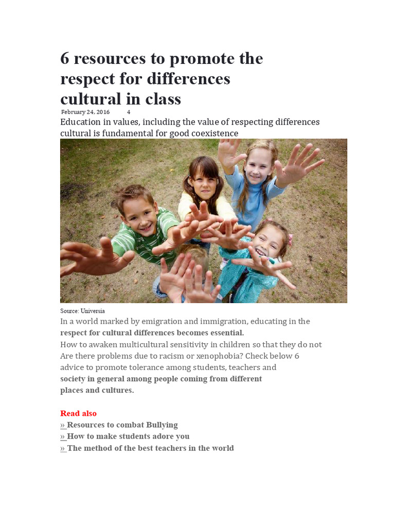 6 Resources To Foster Respect For Cultural Differences in The Classroom ...