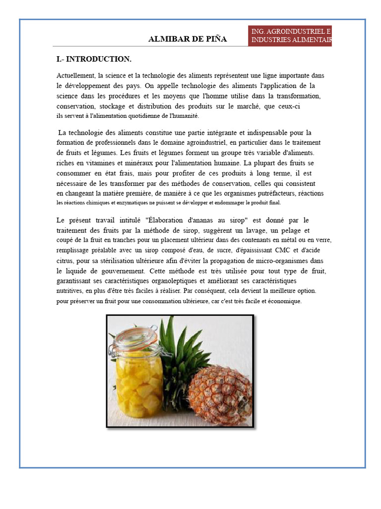 Élaboration d'ananas au sirop : guide pratique | PDF | Ananas | Sirop