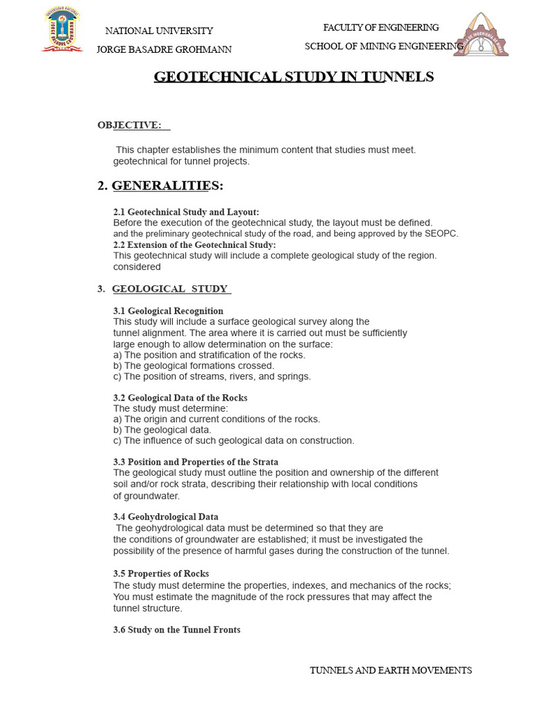 Geotechnical Study in Tunnels | PDF | Tunnel | Geotechnical Engineering