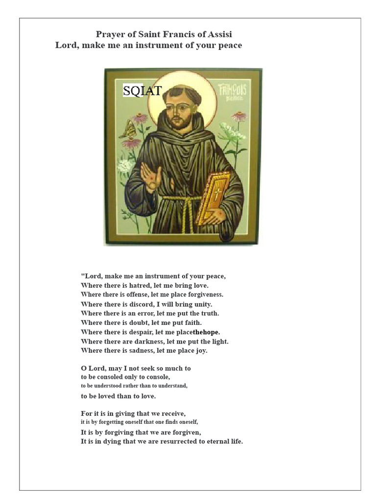 Prayer of Saint Francis of Assisi | PDF