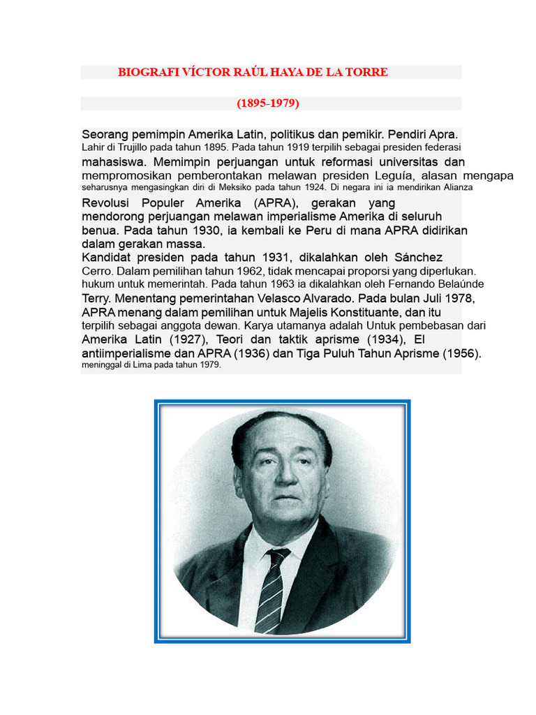 Biografi Víctor Raúl Haya de La Torre | PDF