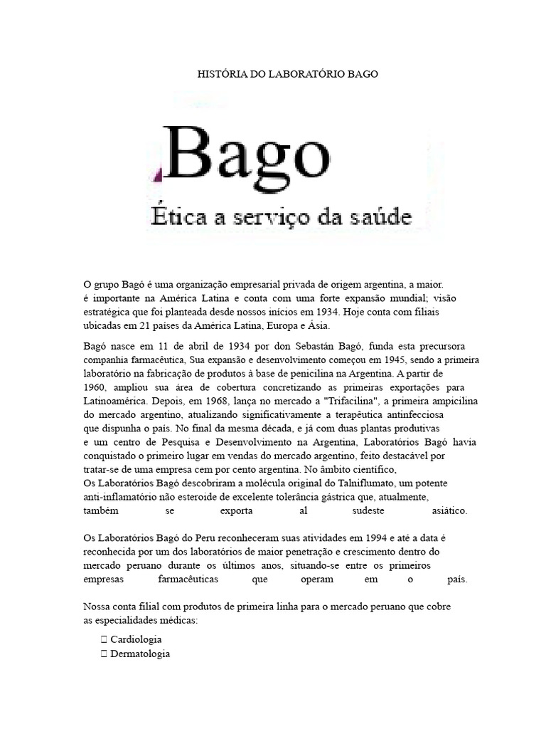 História Do Laboratório Bago | PDF | Argentina | América Latina