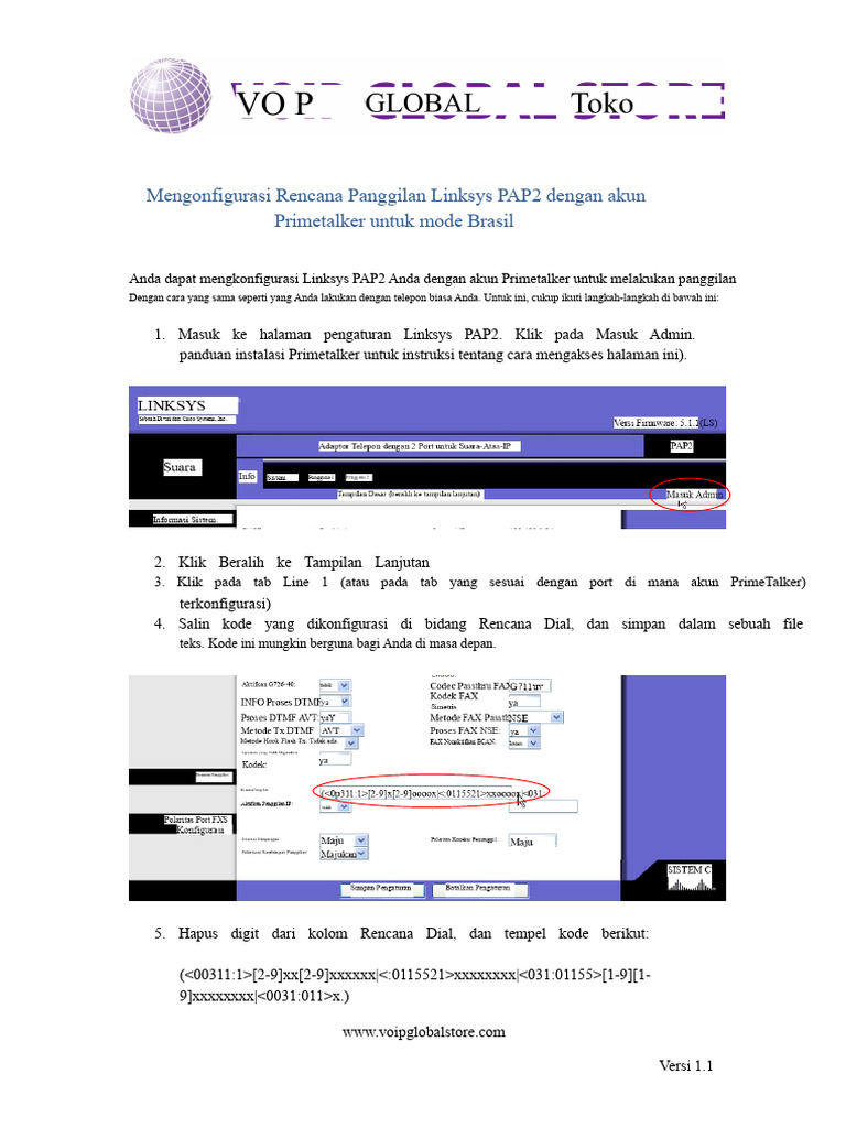 Mengonfigurasi Rencana Panggilan Linksys PAP2 | PDF
