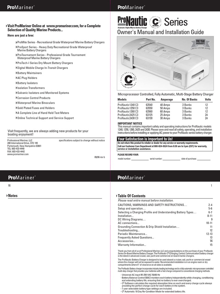 ProNautic Manual | PDF | Battery Charger | Battery (Electricity)