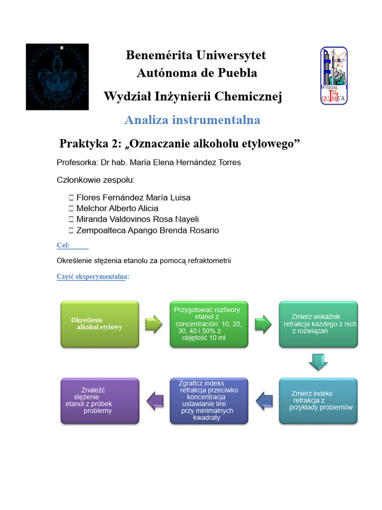 Ćwiczenie 2 Analiza Instrumentalna - FIQ BUAP | PDF