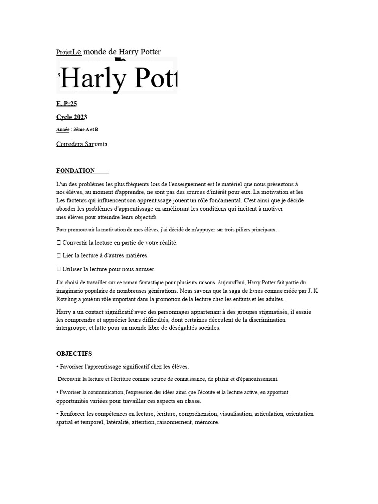 Motivation par Harry Potter en classe | PDF | Harry Potter | JK Rowling