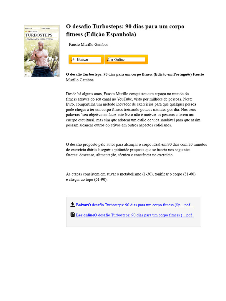O Desafio Turbosteps 90 Dias Para Um Corpo Fitness Edição Espanhola por ...