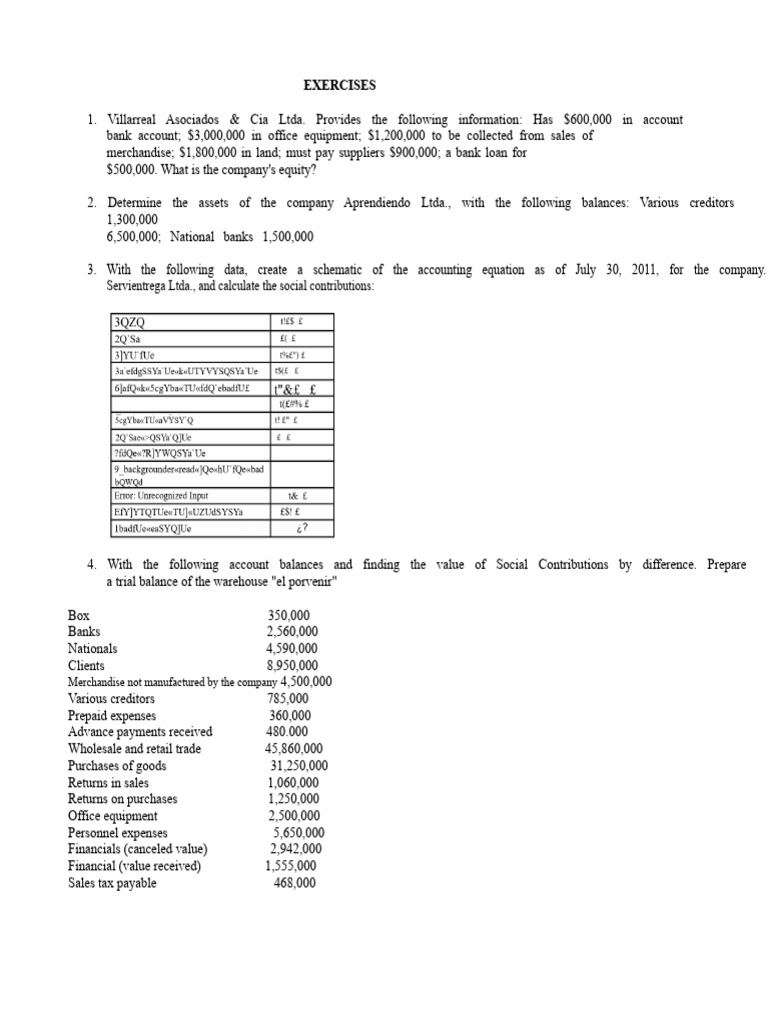 Accounting Equation Exercises | PDF | Equity (Finance) | Business