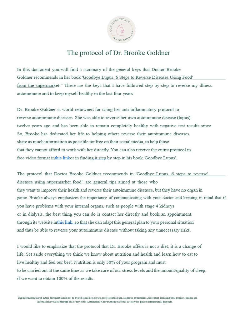 Dr. Brooke Goldner's Autoimmune Protocol | PDF | Omega 3 Fatty Acid ...