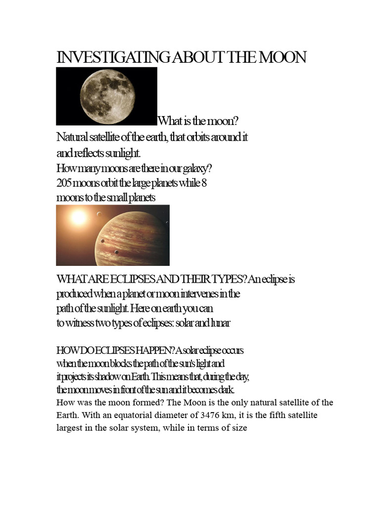 Investigating About The Moon | PDF