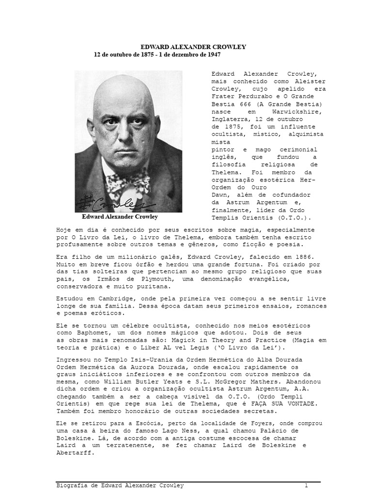 Biografia de Aleister Crowley | PDF | Thelema | Aleister Crowley