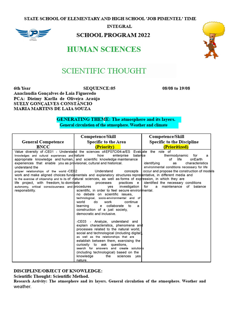 Sequence 05 - 6th Grade - Scientific Thinking and Research Activity ...