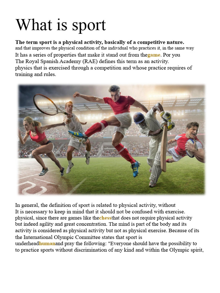 What Is Sport? The Term Sport Is A... | PDF | Sports | Well Being