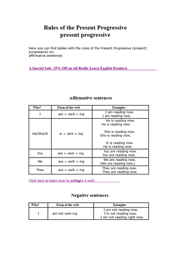 Rules of The Present Progressive Yes (Auto-Saved) | PDF | Question ...