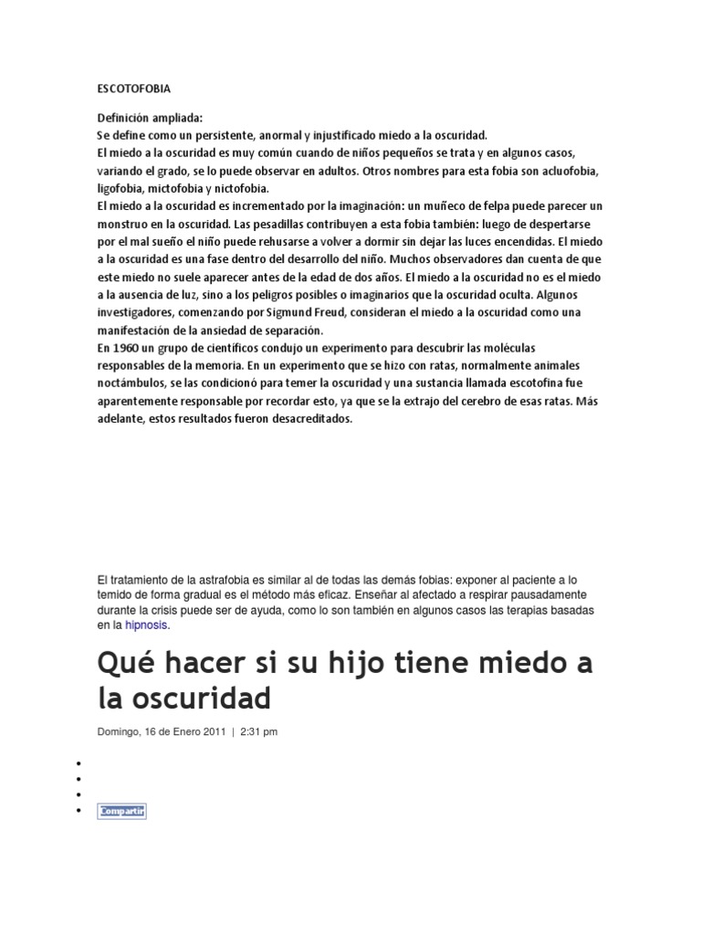 ESCOTOFOBIA | PDF | Fobia | Psicología clínica