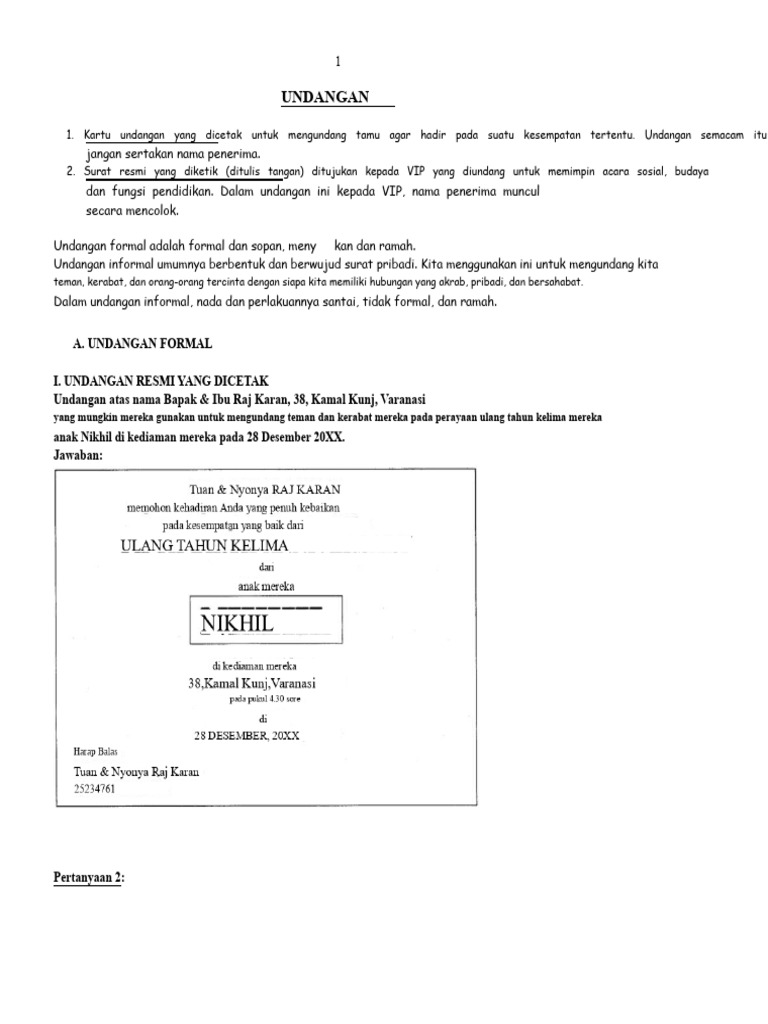 Contoh Undangan Formal dan Informal | PDF