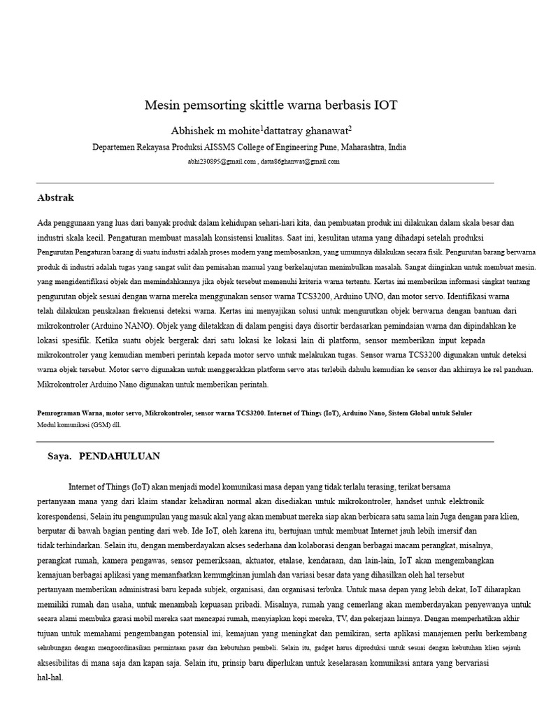 Makalah Mesin Sortir Warna | PDF