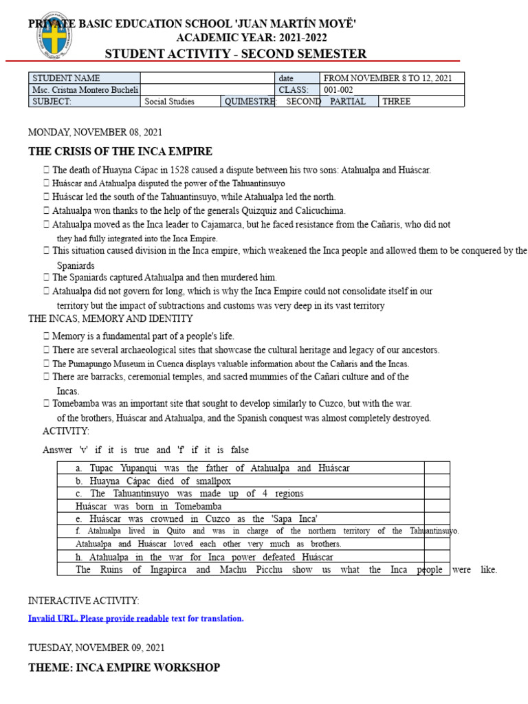 Eess-Unit-3-Week6 - The Crisis of The Inca Empire and The Spanish ...