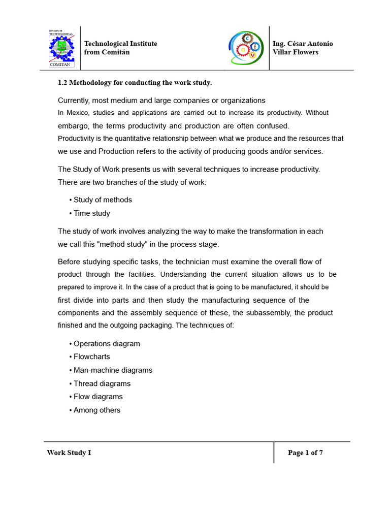 Work Study Methodology for Productivity | PDF