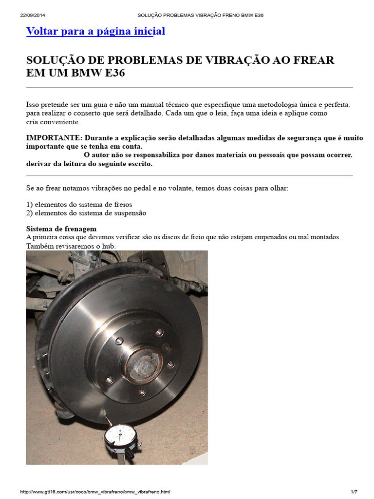 Vibrações ao Frear em BMW E36 | PDF | Oscilação | Freio