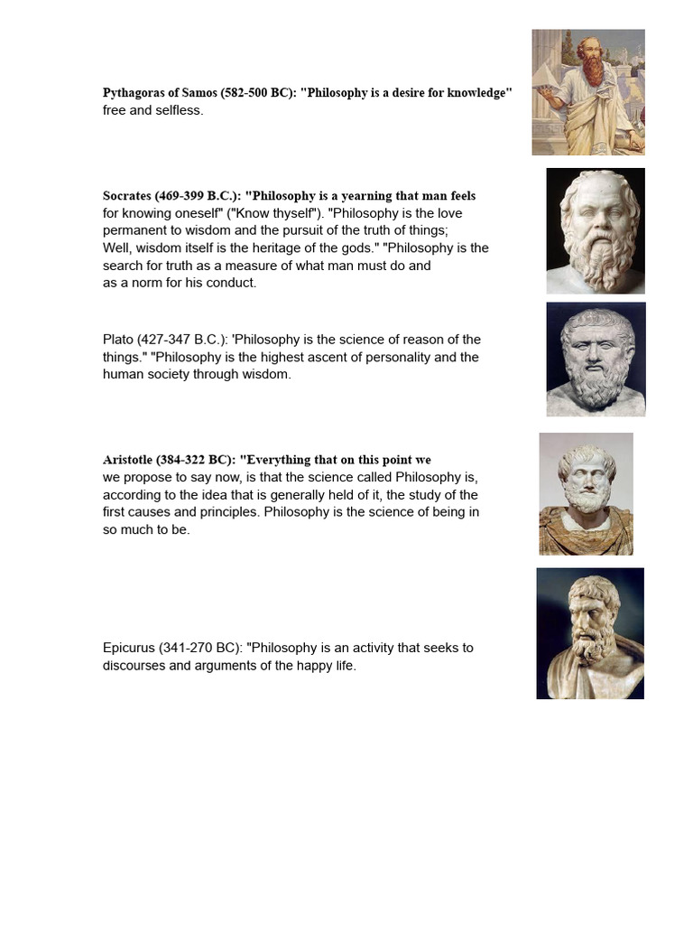 Philosophers' Definitions of Philosophy | PDF