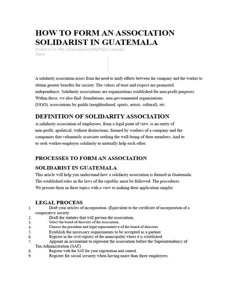 How To Form A Solidarity Association in Guatemala | PDF | Solidarity ...