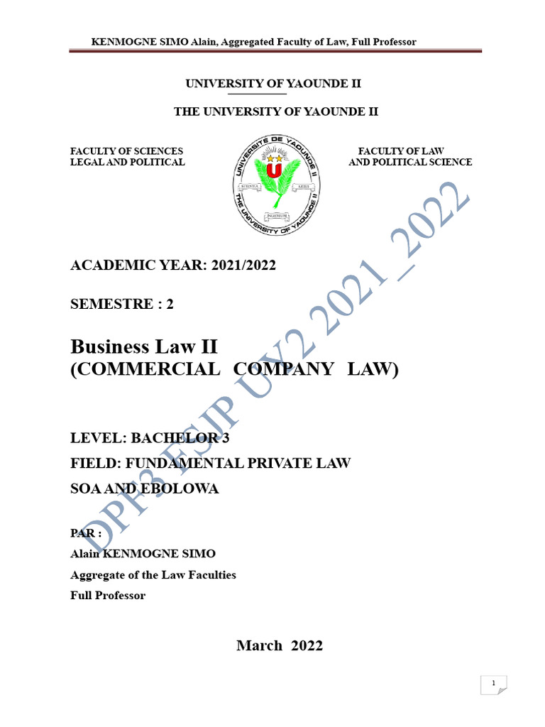 Business Law Course II-1 | PDF | Securities (Finance) | Partnership