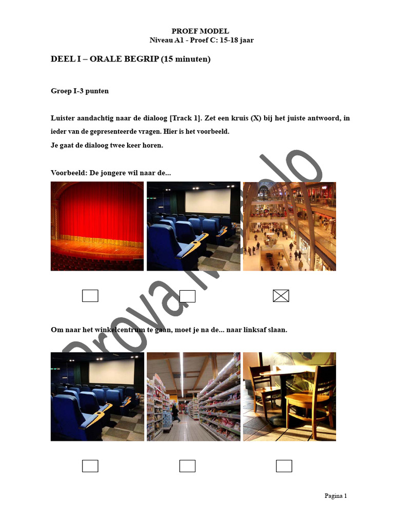Niveau A1 - Toets C - TOETS MODEL EINDE PDF | PDF