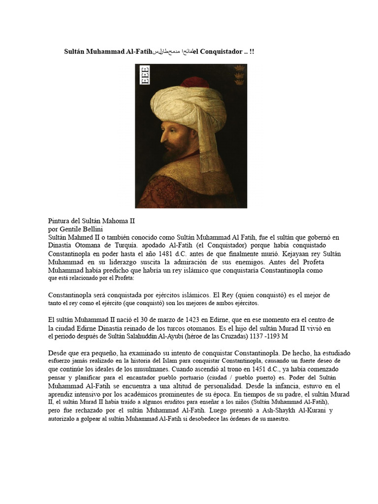 Biografía Del Sultán Muhammad Al | PDF | Mahoma | Sultán
