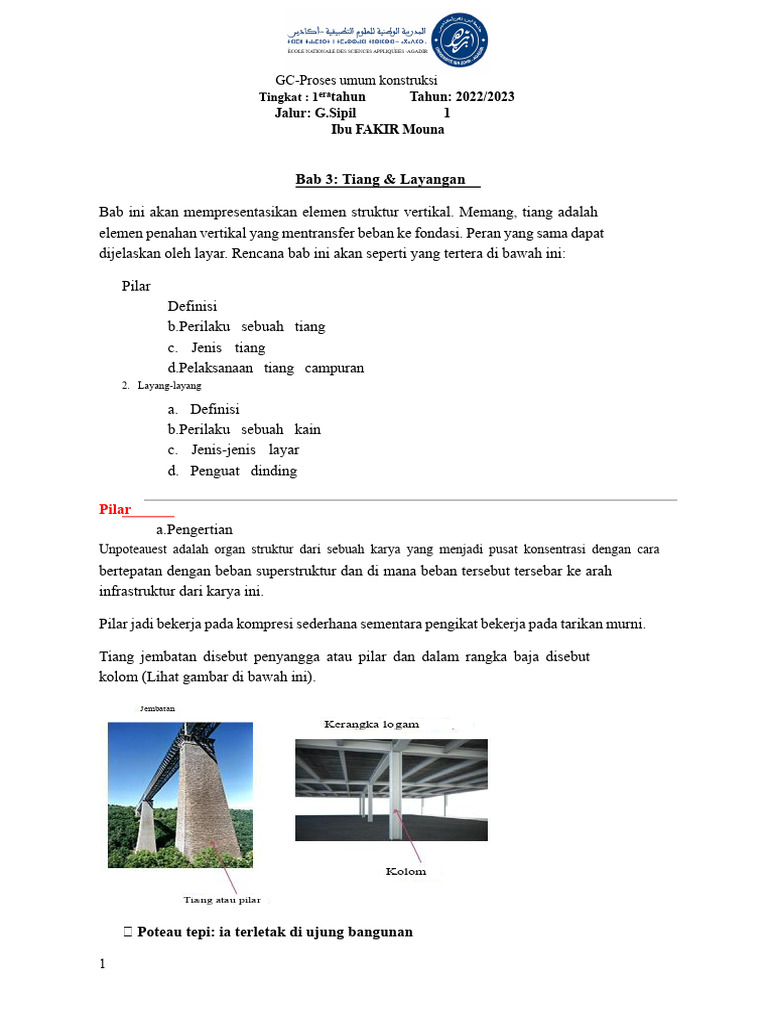 CH 3 tiang dan dinding | PDF