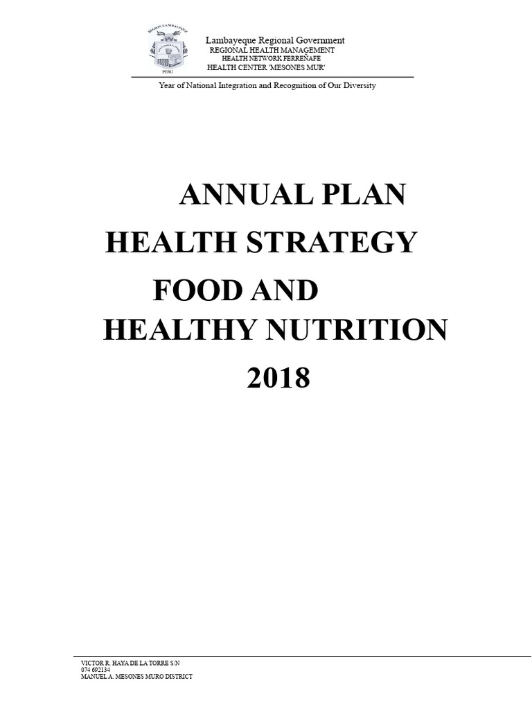 Annual Plan For Healthy Food and Nutrition Strategy | PDF | Healthy ...