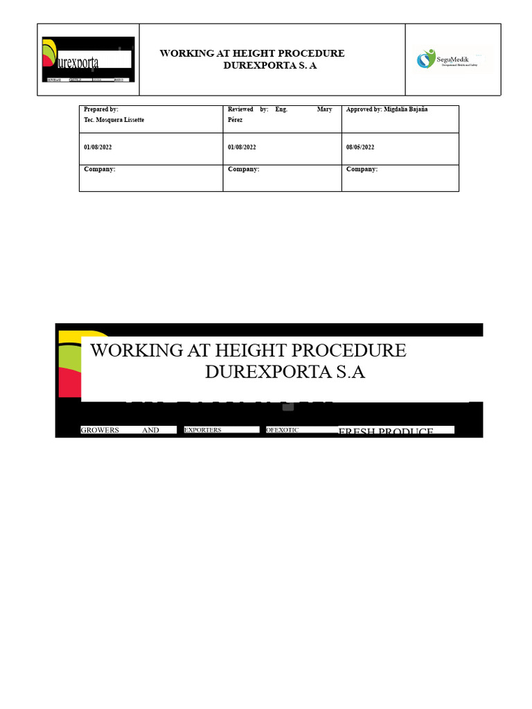 Working at Height Safety Procedure | PDF | Stairs | Anchor
