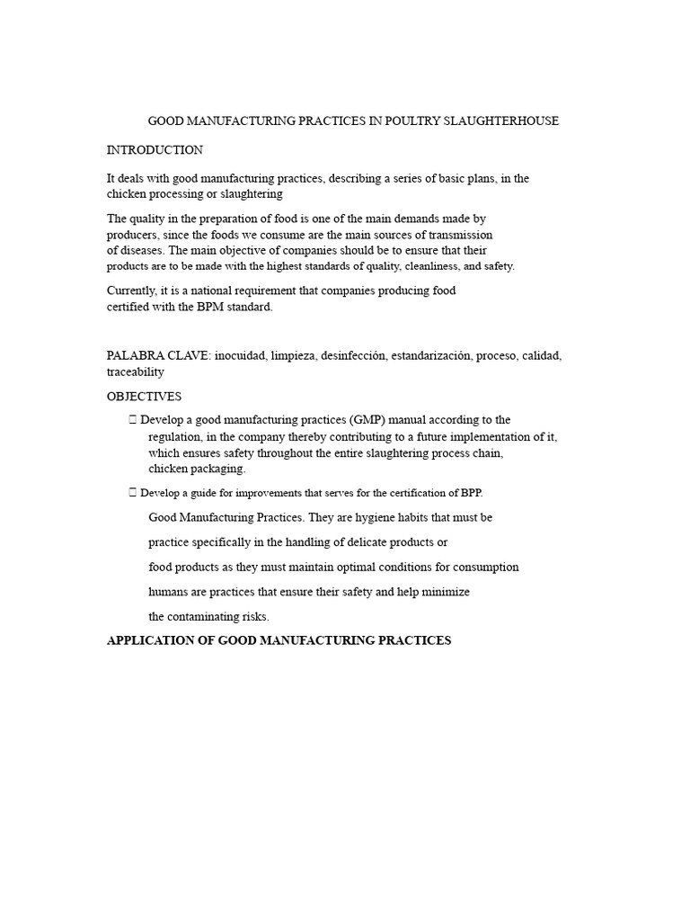 Poultry Slaughterhouse GMP Guidelines | PDF | Pest Control | Hygiene