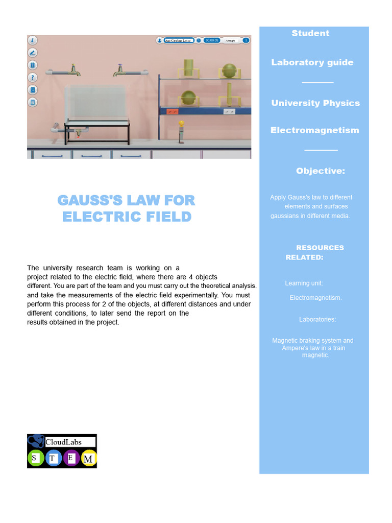 CAF2 - Lab Practice 2. Gauss's Law For Electric Field - Student | PDF ...