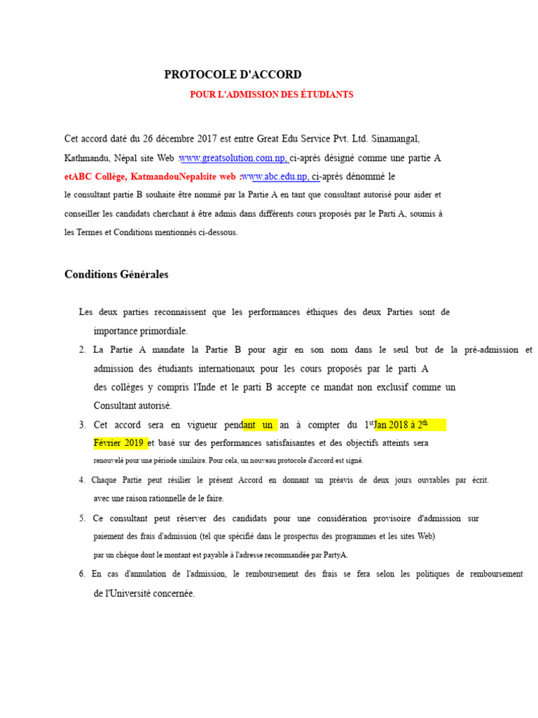 Modèle de Protocole D'accord Entre Deux Entreprises | PDF | Arbitrage