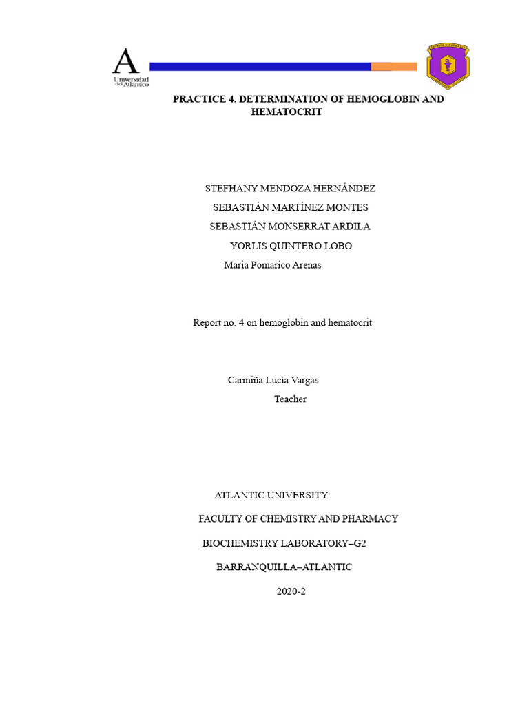 Hemoglobin and Hematocrit Analysis Report | PDF | Hemoglobin | Blood