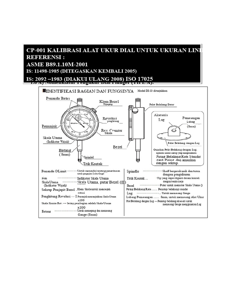 CP-001 - Kalibrasi Alat Ukur Dial. | PDF