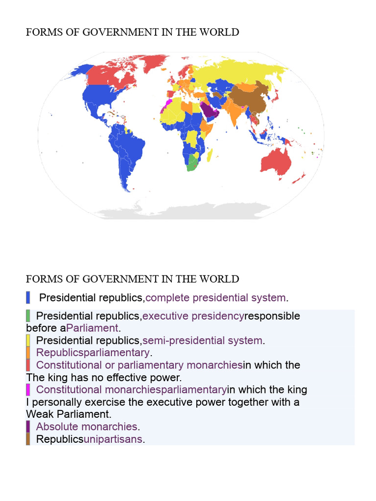 Forms of Government in The World | PDF | Government | Campaign Finance ...