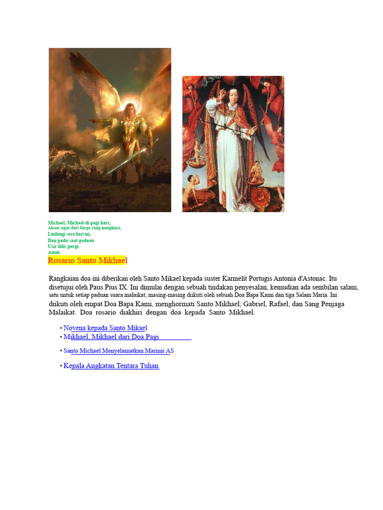 Doa Rosario Santo Mikhael dan Novena | PDF