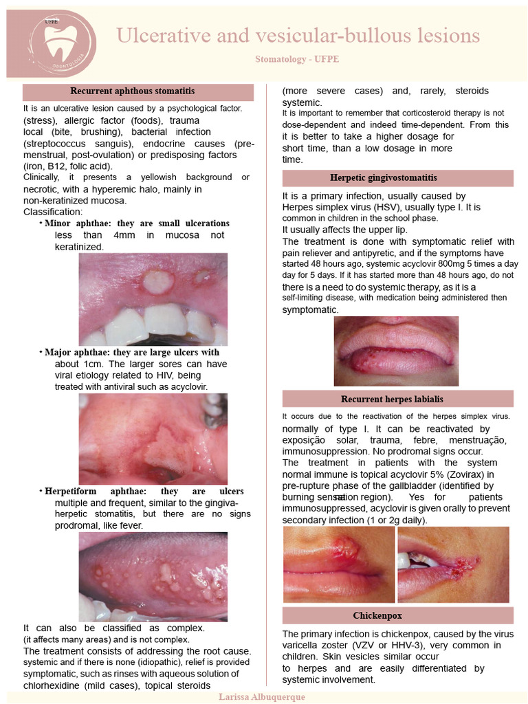 Ulcerative and Vesicular-Bullous Lesions | PDF | Immunology | Medical ...
