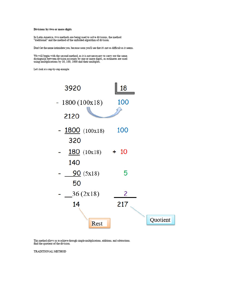 MATHEMATICS DIVISION METHOD | PDF | Division (Mathematics) | Arithmetic