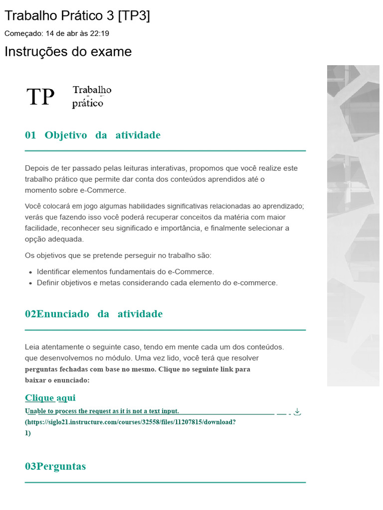 Trabalho Prático sobre e-Commerce: Questões e Metas | PDF | Facebook ...
