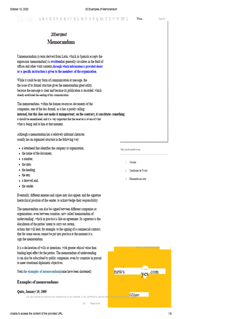 20 Examples of Memorandum | PDF | Memorandum