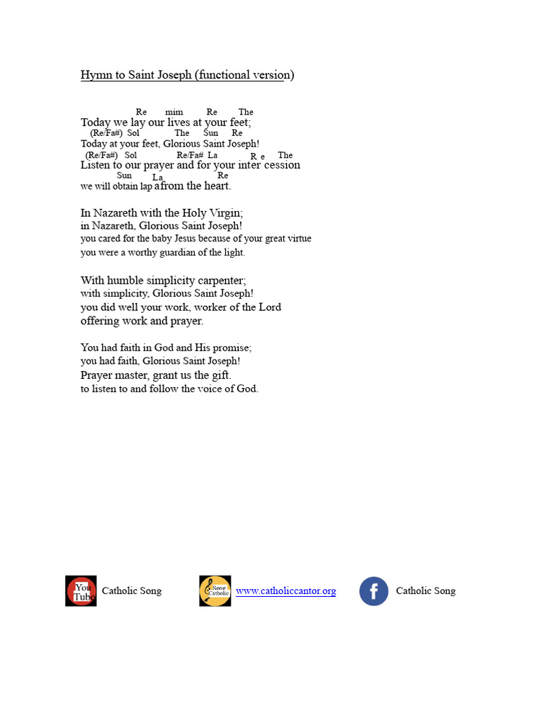 Hymn to Saint Joseph Lyrics | PDF